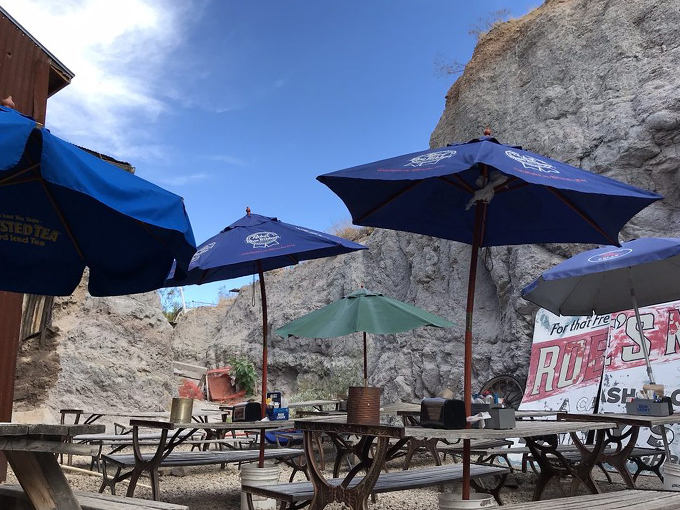 Al fresco dining, Oatman style. Where else can you enjoy a meal with a side of mountain views and wild burro sightings? 