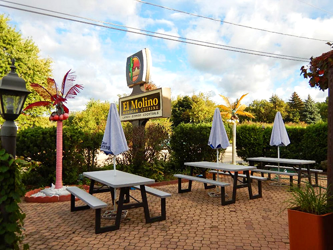 Where brick pavers meet bistro chairs, creating the perfect spot for al fresco dining under Illinois skies.