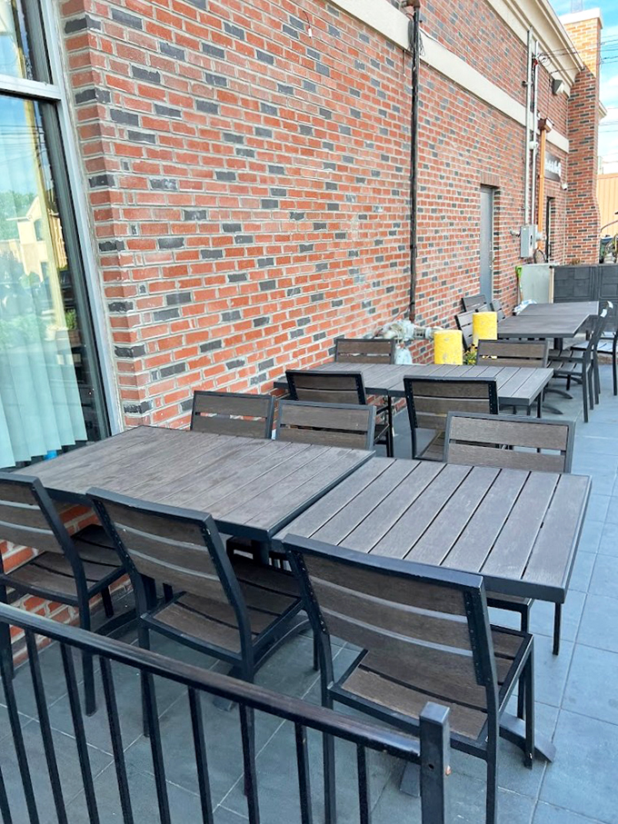 The perfect spot for al fresco dining, where brick walls and fresh air make every meal feel like a special occasion.