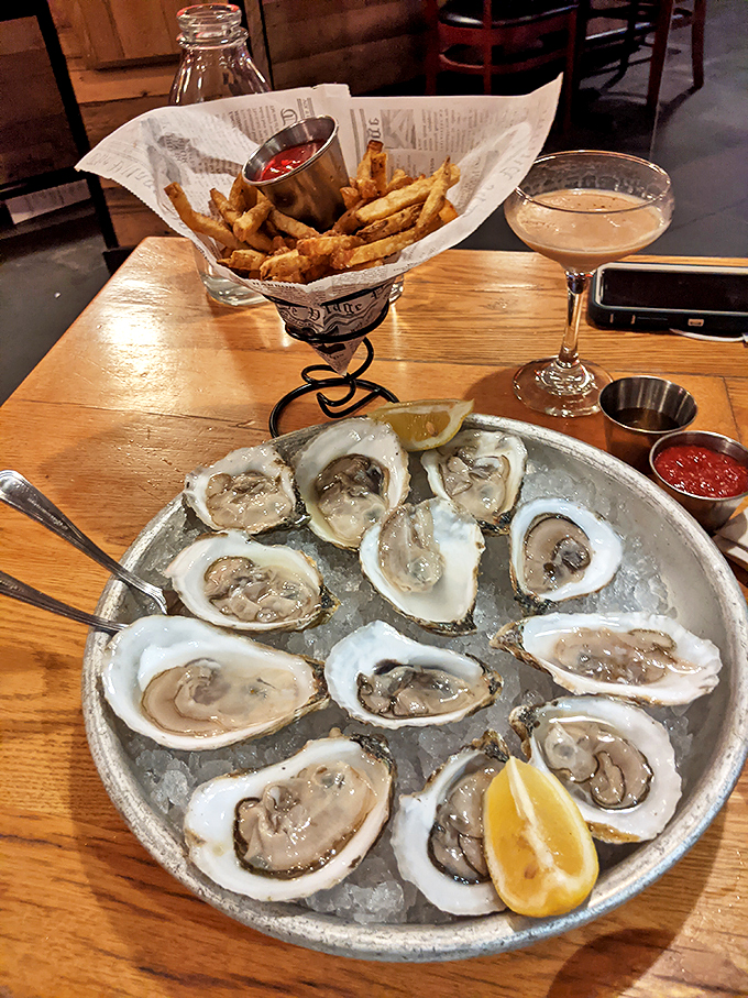 Fresh oysters on ice, looking like pearls in their half-shell crowns &ndash; nature's perfect appetizer for a Maine feast. Photo credit: Jacqueline Scarlett