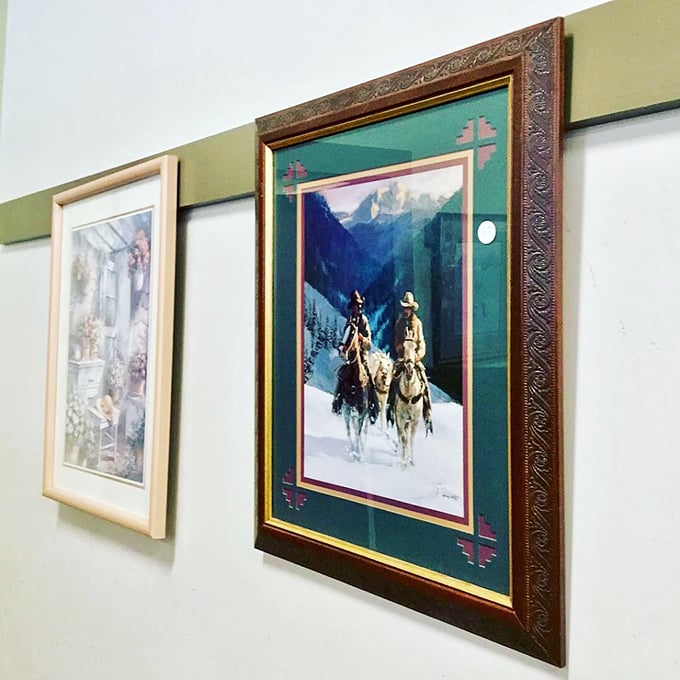 From serene landscapes to rugged cowboys, these framed beauties are ready to give your walls a dose of thrifted charm.