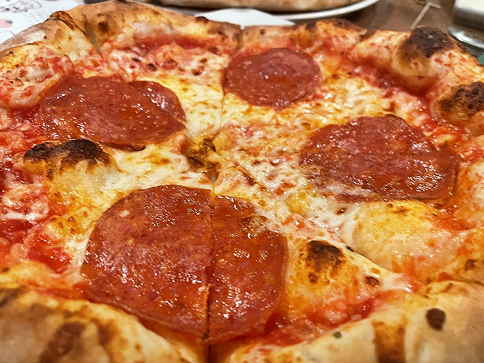 Up close and personal with pepperoni paradise: It's not a pizza, it's an edible work of art.