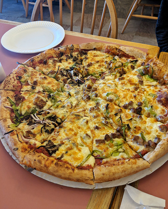 A garden party on a crust! This veggie-loaded pizza proves that eating your greens can be downright delicious.
