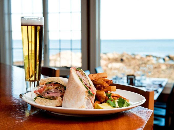 A sandwich with a view &ndash; because everything tastes better when you're watching waves crash against Maine's rocky coast. Photo credit: M.C. Perkins Cove