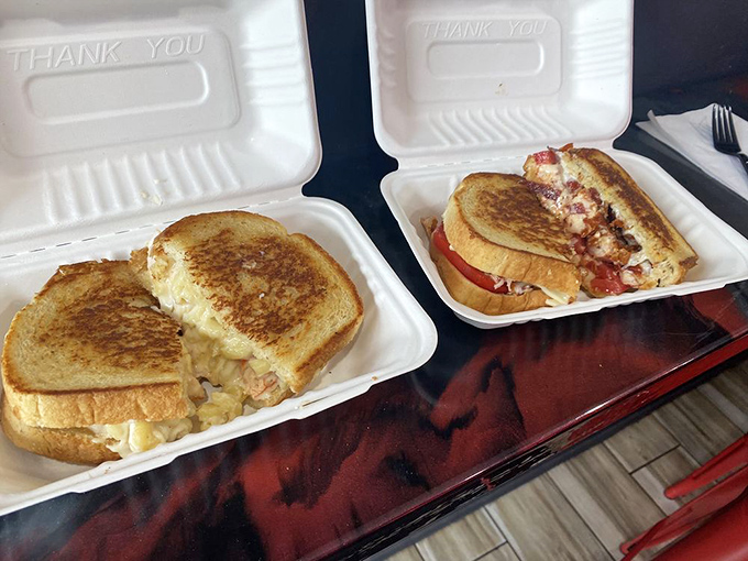 Two's company: A pair of grilled sandwiches shows off their perfectly toasted exteriors and melty interiors.