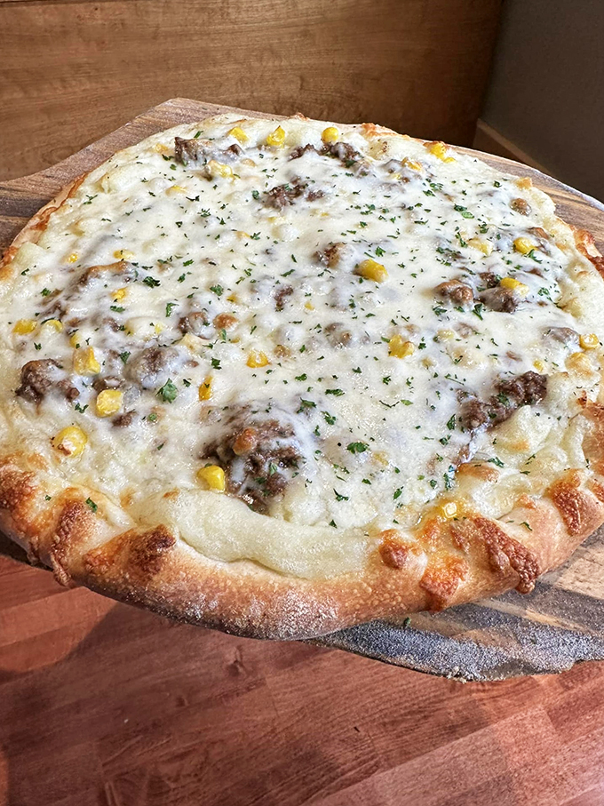 Shepherd's Pie Pizza: Two comfort foods had a delicious baby. It's the culinary equivalent of a warm hug from your grandmother.