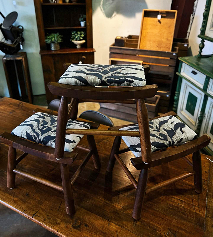 Take a seat and stay awhile. These stools are perfect for perching while you ponder your next vintage purchase.