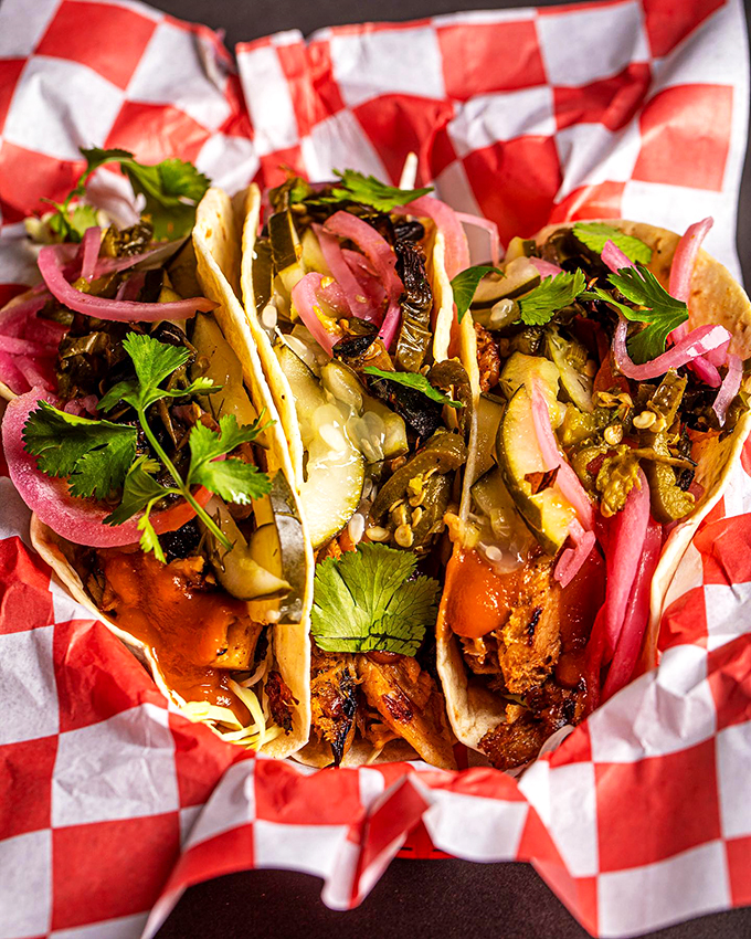 Seafood tacos that make you question everything you thought you knew about both seafood and tacos.