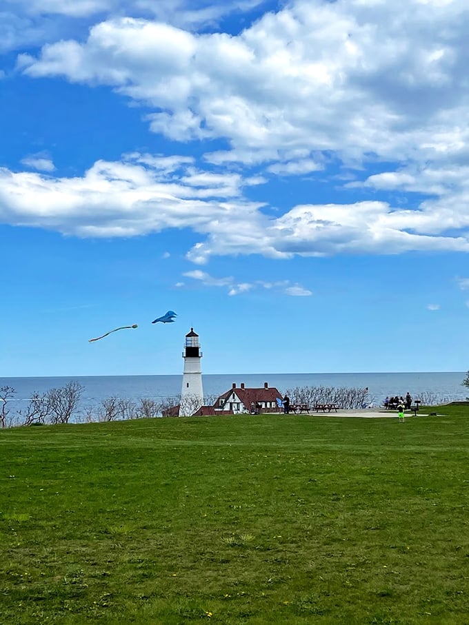 Portland Head Light stands guard while you feast, making sure your lobster roll moment is perfectly Instagram-worthy. Photo credit: Eva Princess