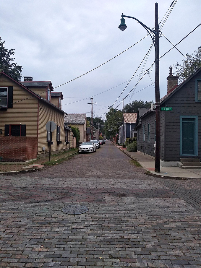 These brick roads weren't just made for walking; they're like a time machine under your feet. Each step is a stroll through history. 