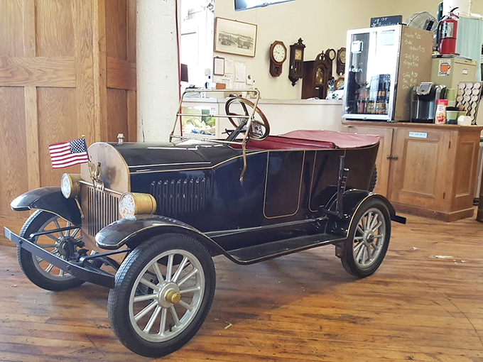 This Model T isn't just a car - it's a piece of American history, complete with patriotic spirit and vintage charm.