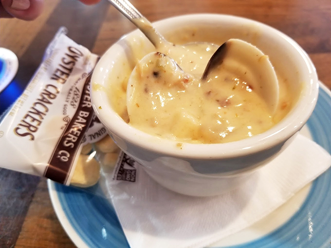 Dive into a bowl of coastal comfort! This clam chowder is so creamy and rich, it's like a warm, edible hug from the ocean itself. Photo credit: Diane Rizzitano
