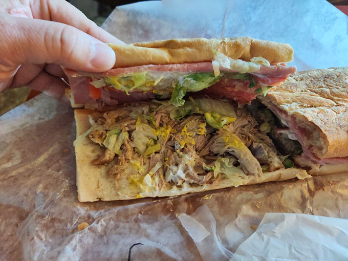 The Cuban sandwich in its natural habitat. Layers of flavor so good, you'll want to build a tiny hammock and live between the bread. Photo credit: Richard H.
