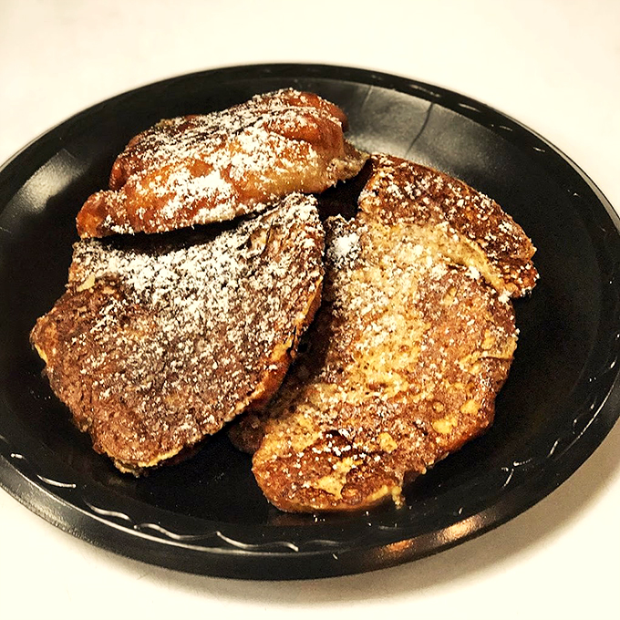 French toast or dessert? Why choose! These golden-brown beauties are dusted with powdered sugar like a light Florida snowfall &ndash; rare and wonderful.