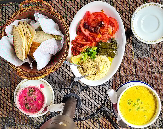 It's a Mediterranean party on a plate! This spread is so colorful, it could double as a Pantone guide for foodies. Photo credit: Melanie