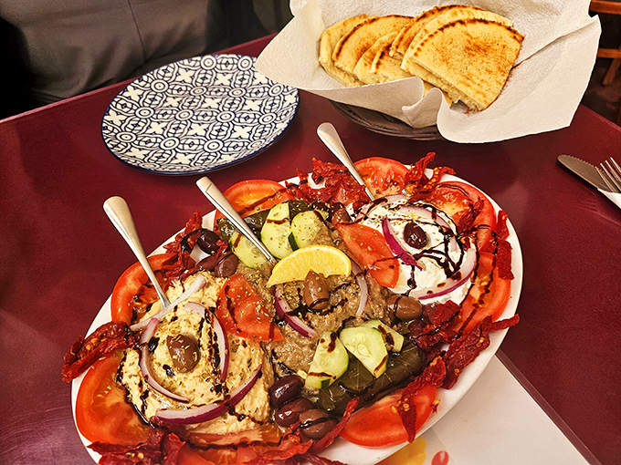 The Holy Trinity of Greek appetizers. This plate is so enticing, it could make Zeus himself come down from Olympus for a bite. Photo credit: Carlos Arteaga