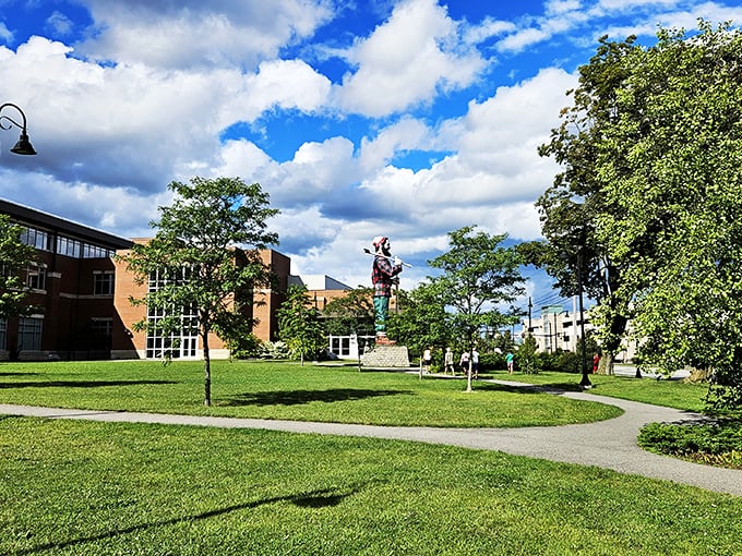 A slice of Americana with a side of surreal. Paul's lawn is always greener &ndash; probably because he can water it without a ladder.