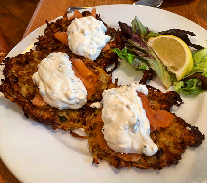Potato pancakes that put your grandma's to shame (sorry, Nana). Crispy, golden, and topped with a dollop of seaside dreams.