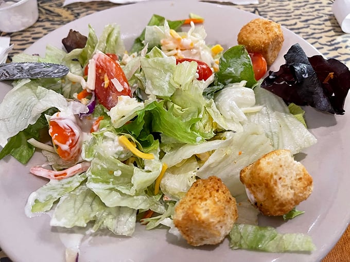 A salad that's more than just rabbit food. Crisp, colorful, and dotted with croutons &ndash; it's a garden party on a plate! 