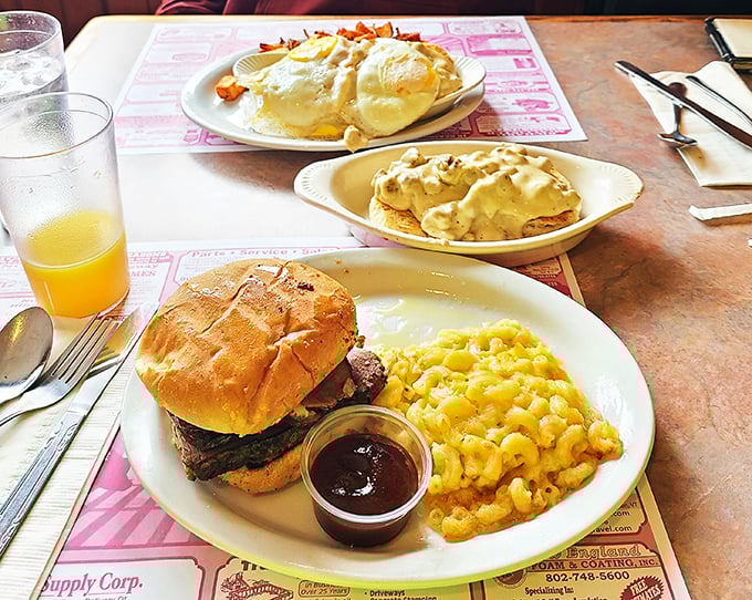 Breakfast of champions! This hearty plate is like a warm 'good morning' from Vermont itself. Who needs alarm clocks when you've got this to wake up to?