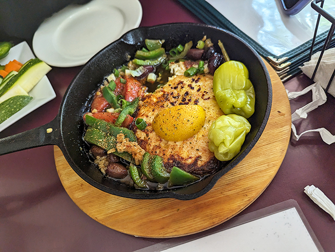A skillet of satisfaction! This dish is so colorful, it looks like a painter's palette &ndash; if the painter was really, really hungry. Photo credit: Caity Raines