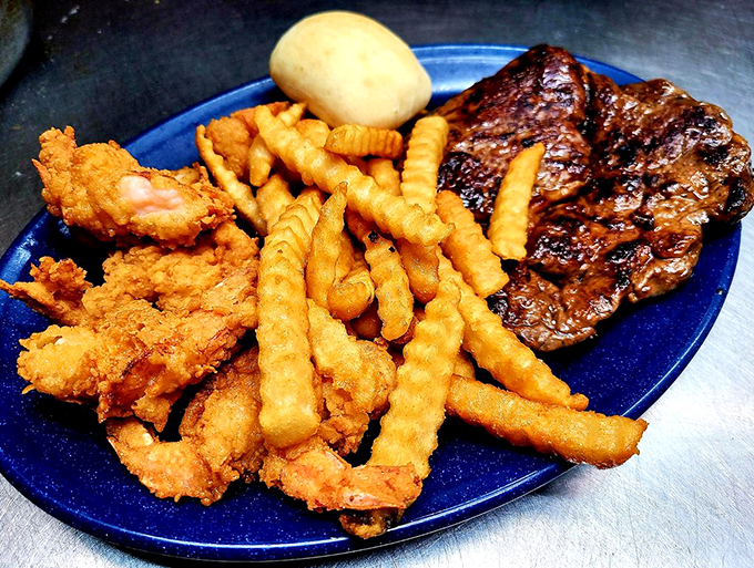 Surf meets turf in this flavor-packed duo. It's like the Bonnie and Clyde of main courses, stealing hearts one bite at a time. Photo credit: Alexandrea A. 