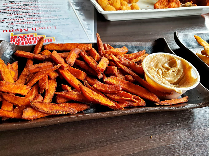 Orange you glad you ordered these? These sweet potato fries are the perfect balance of sweet and savory, crispy and soft.