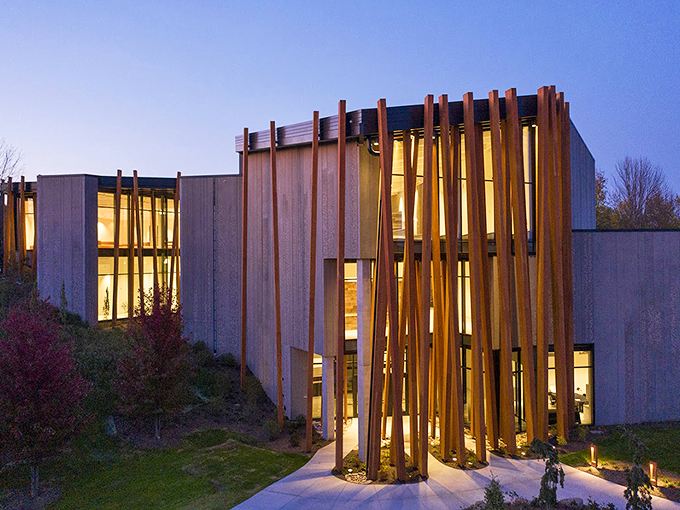 This architecture is stunning at twilight! You must visit to see the amazing collection of artist-built environments inside this unique building.