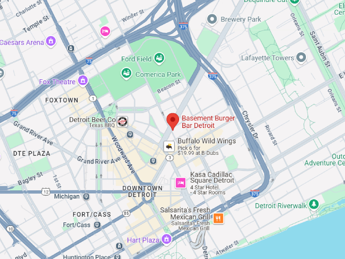 15 basement burger bar detroit map