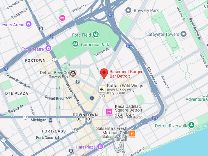 15 basement burger bar detroit map
