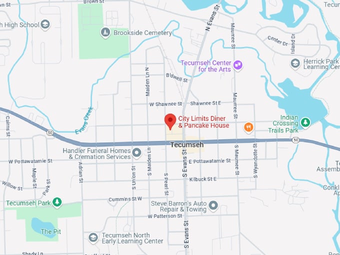 15 city limits diner and pancake house map