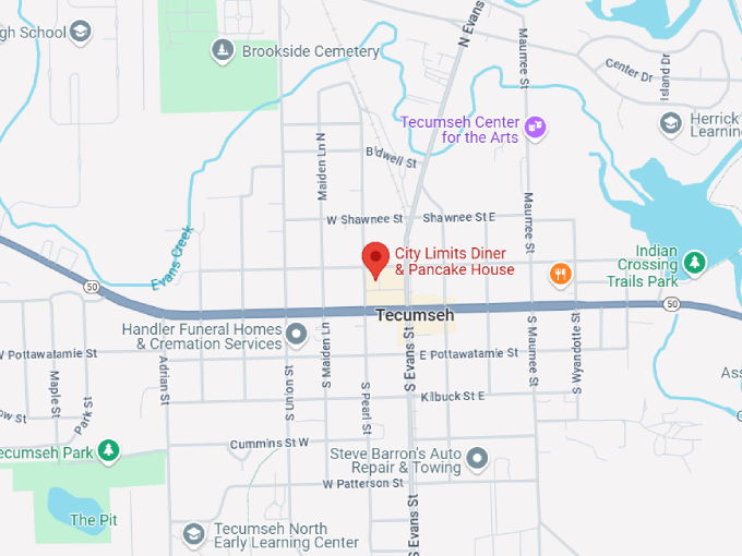 15 city limits diner and pancake house map