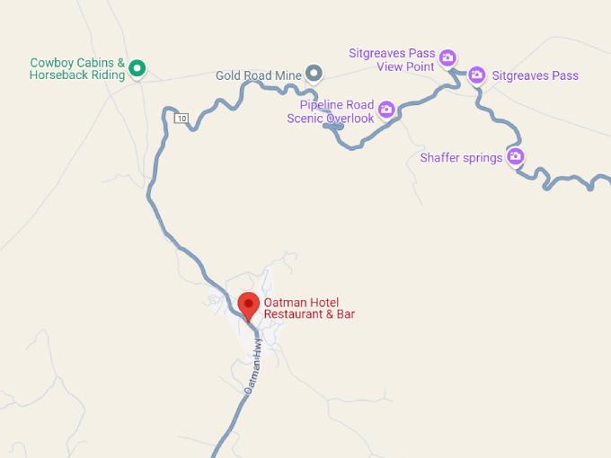 15 oatman hotel restaurant & bar map