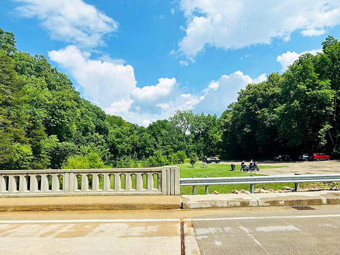 "Parking with a view." Even the lot offers a slice of nature, proving that at Apple River Canyon, every spot is Instagram-worthy.