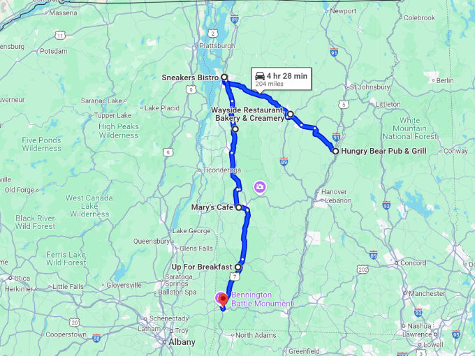 15 cafe road trip vermont map