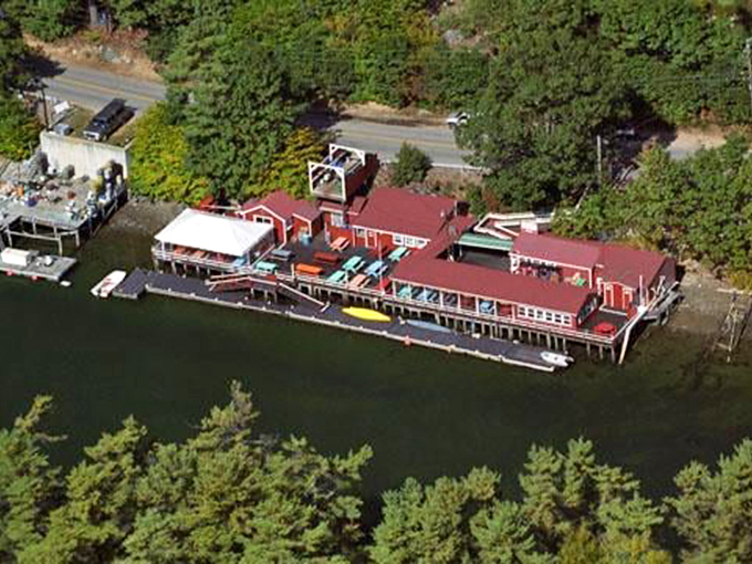 From up here, it looks like a red LEGO set dropped in paradise. Trust me, it's even better up close!