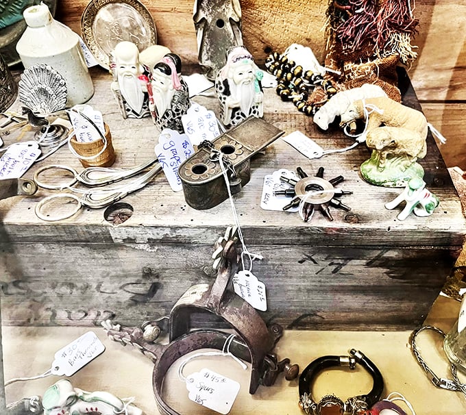 From delicate porcelain figures to sturdy metal tools, each item tells a story of craftsmanship and daily life.