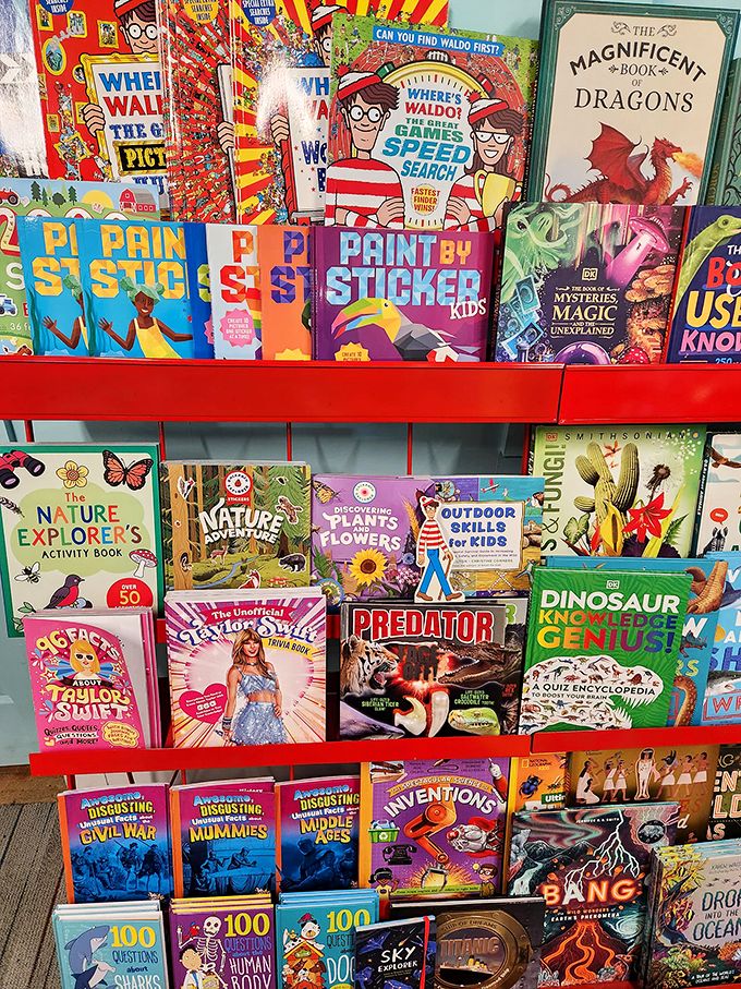 Cultivating young minds, one colorful cover at a time. This kids' section is so inviting, you might find yourself "borrowing" a book for your inner child.