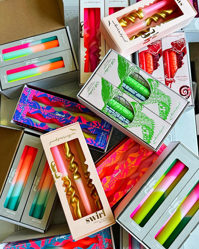 Brighten up your life with these funky candles. They're like a disco party for your dining table!