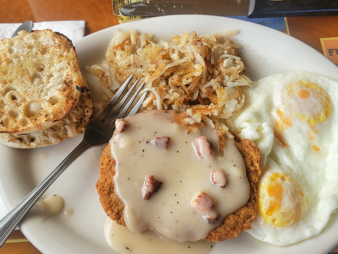 The pi&egrave;ce de r&eacute;sistance! This chicken fried steak at 5th Avenue Cafe is so legendary, it deserves its own country music ballad. Y'all come back now, ya hear? Photo credit: John Bones