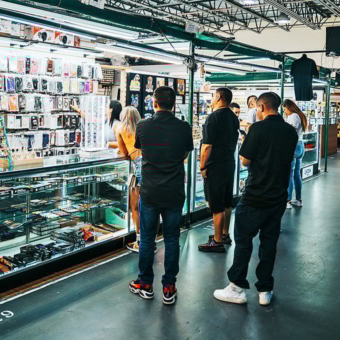 People-watching paradise! The real stars of the show are the shoppers, each on their own quest for that perfect flea market find.