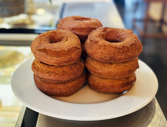 These perfectly stacked donuts are what breakfast dreams are made of &ndash; crispy outside, fluffy inside, happiness all around.