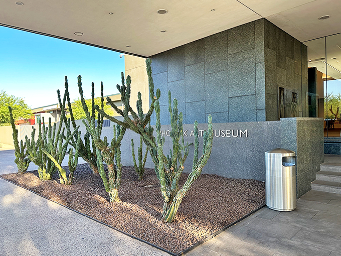 The Phoenix Art Museum's exterior combines desert architecture with modern design, creating an inviting cultural oasis.