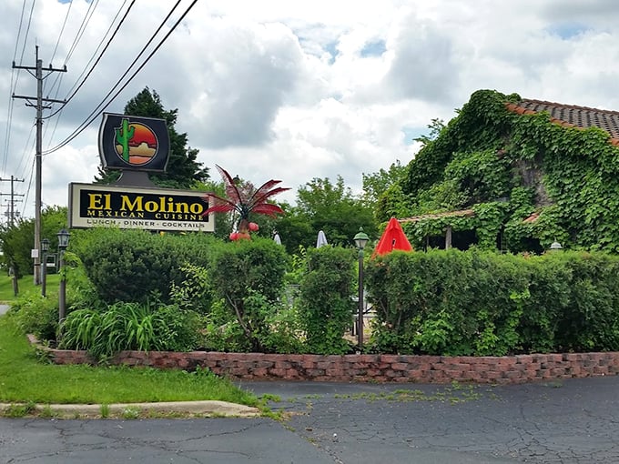The iconic sign stands as a beacon of good taste, promising authentic Mexican flavors in suburban Carpentersville.