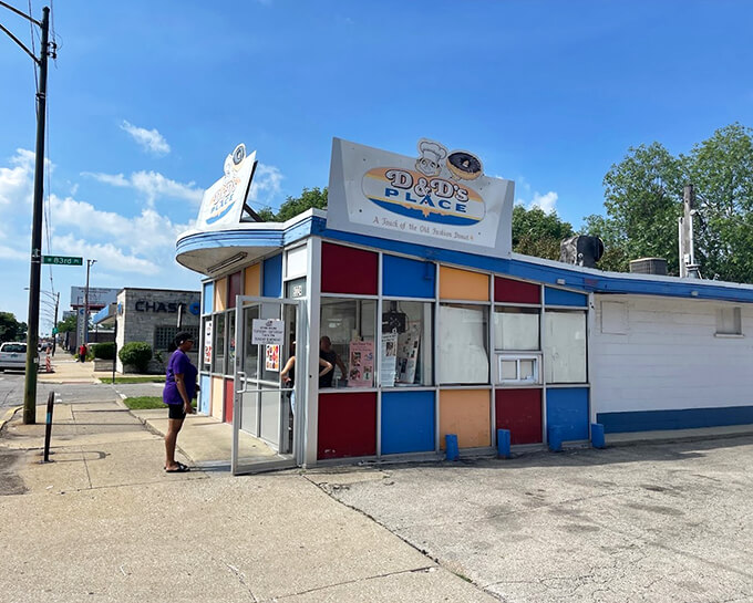 Corner of 83rd and Kedzie, where this cheerful little building serves up big donut dreams to Chicago's sweet-toothed faithful.