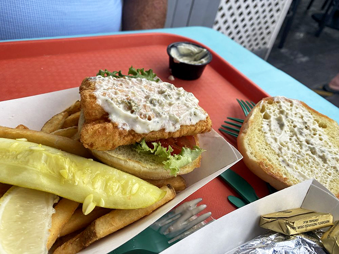 A perfectly fried fish sandwich that proves sometimes the simple things in life are the most satisfying.
