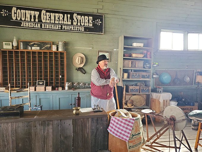 Meet your friendly neighborhood shopkeeper, ready to sell you everything from snake oil to sasparilla. Just don't ask about the warranty. Photo credit: Travis Landess
