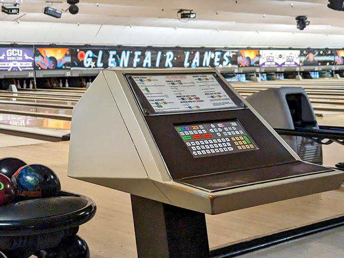 Modern scoring systems keep track of every strike and spare, no pencil and paper needed here.