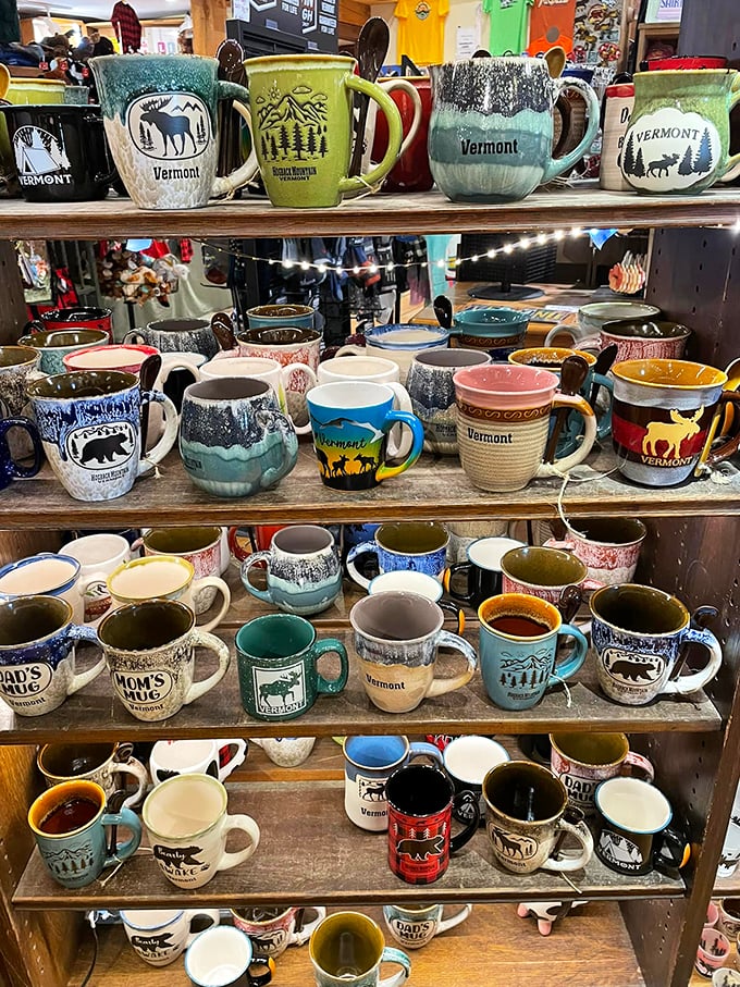 Mugs that scream "I heart Vermont" louder than a moose during mating season. Perfect for sipping maple syrup... I mean, coffee. Definitely coffee.