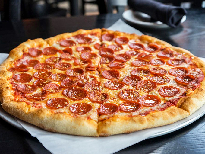 A pepperoni pizza so perfectly crafted, it makes you wonder if DaVinci himself was a secret pizza master.